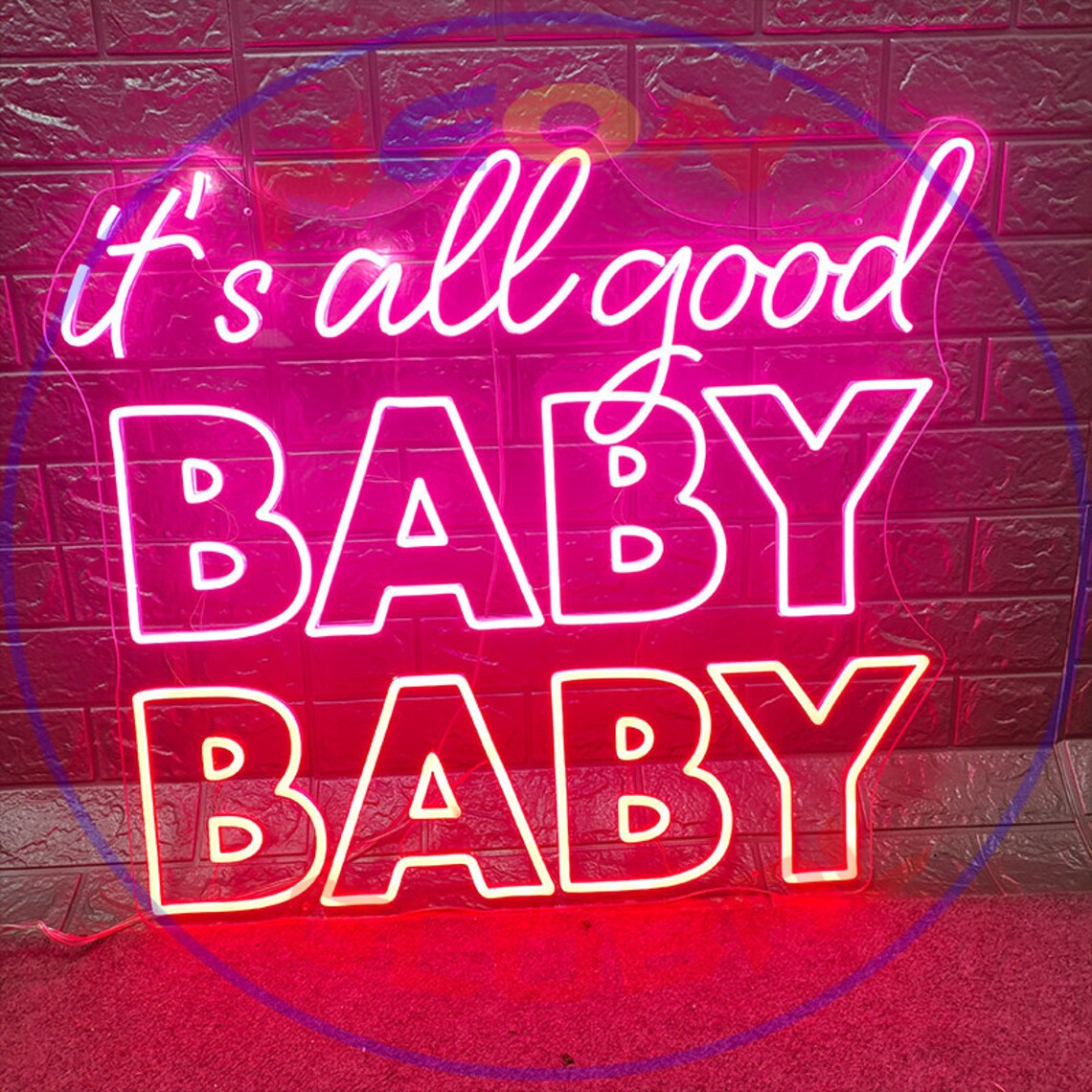 It's All Good Baby Baby Neon Sign Wedding Initials Custom | Etsy