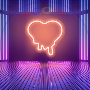 Dripping Heart Neon Sign, Wedding Neon Sign, Party Neon, Bedroom Custom ...