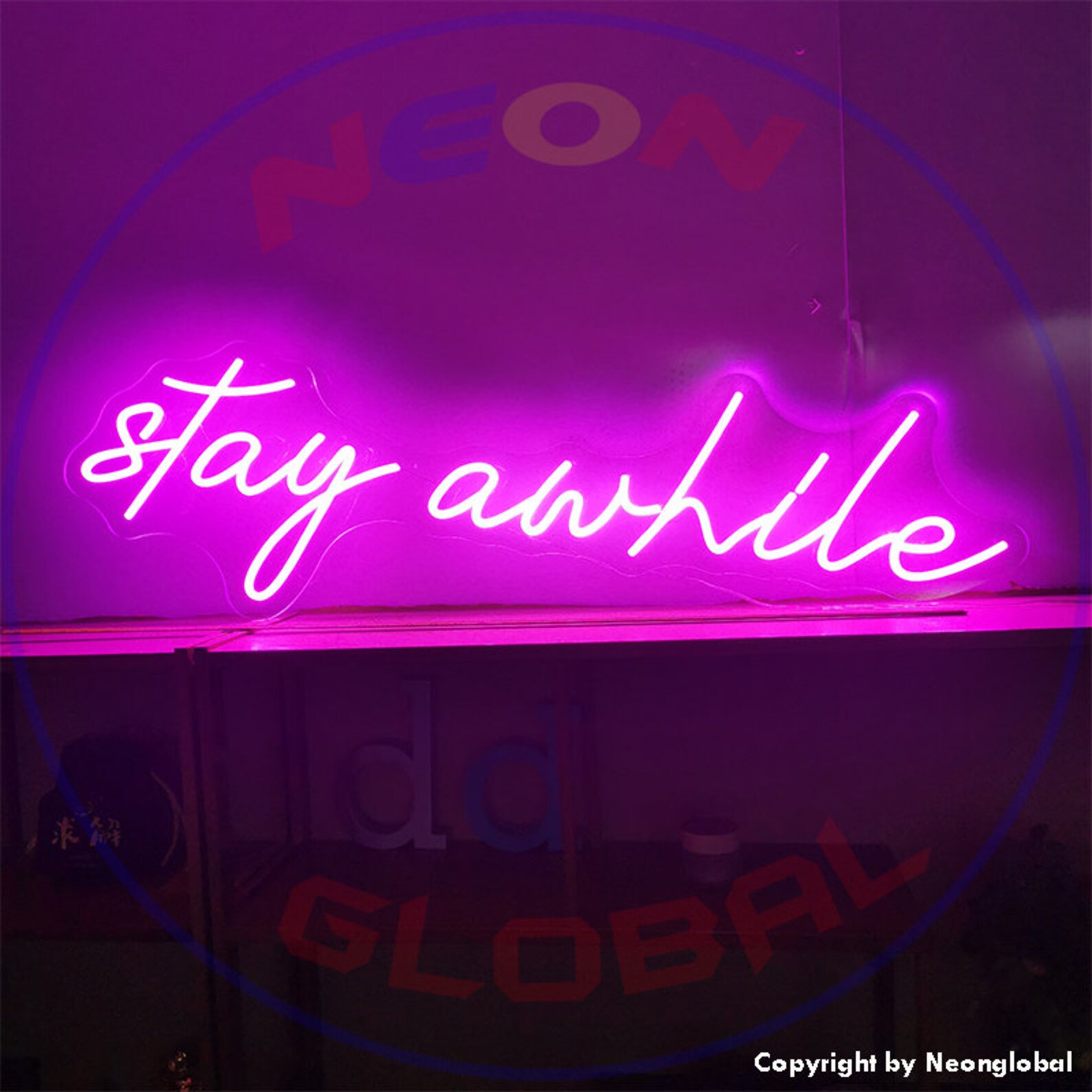 Custom Neon Sign Stay Awhile Wedding Neon Sign Shower Sign | Etsy