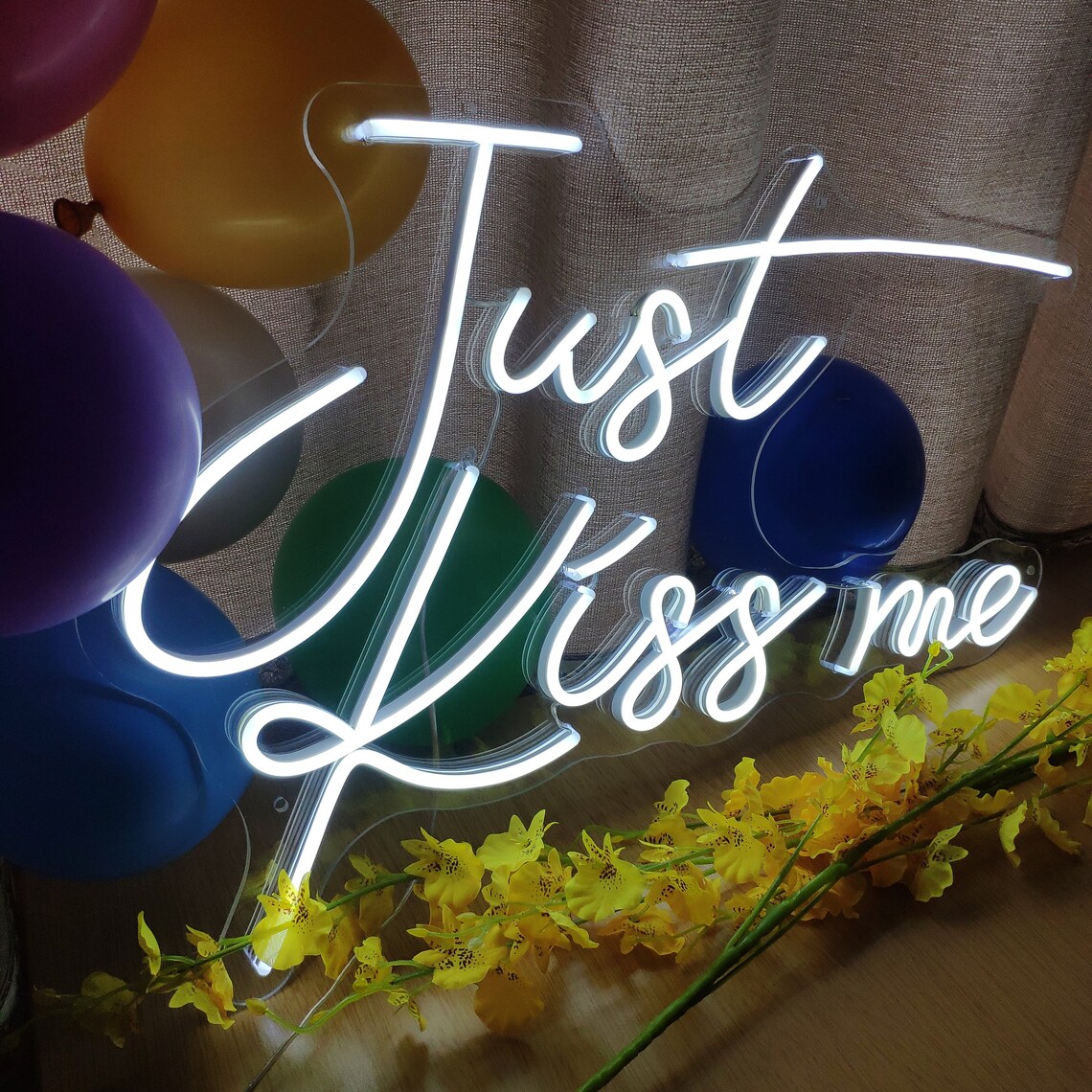 Just Kiss Me Custom Wedding Neon Sign Custom Cool White Led - Etsy