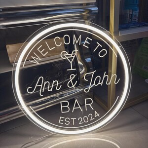 Personalized Neon Bar Sign: Custom LED Name Sign, Wedding Decor - Etsy