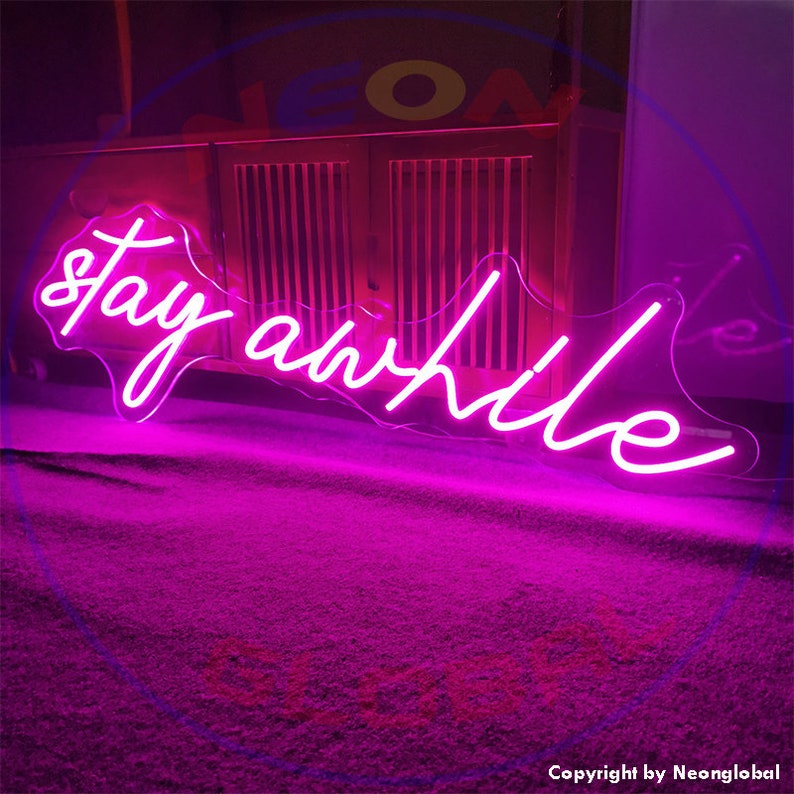 Custom Neon Sign Stay Awhile Wedding Neon Sign Shower Sign | Etsy