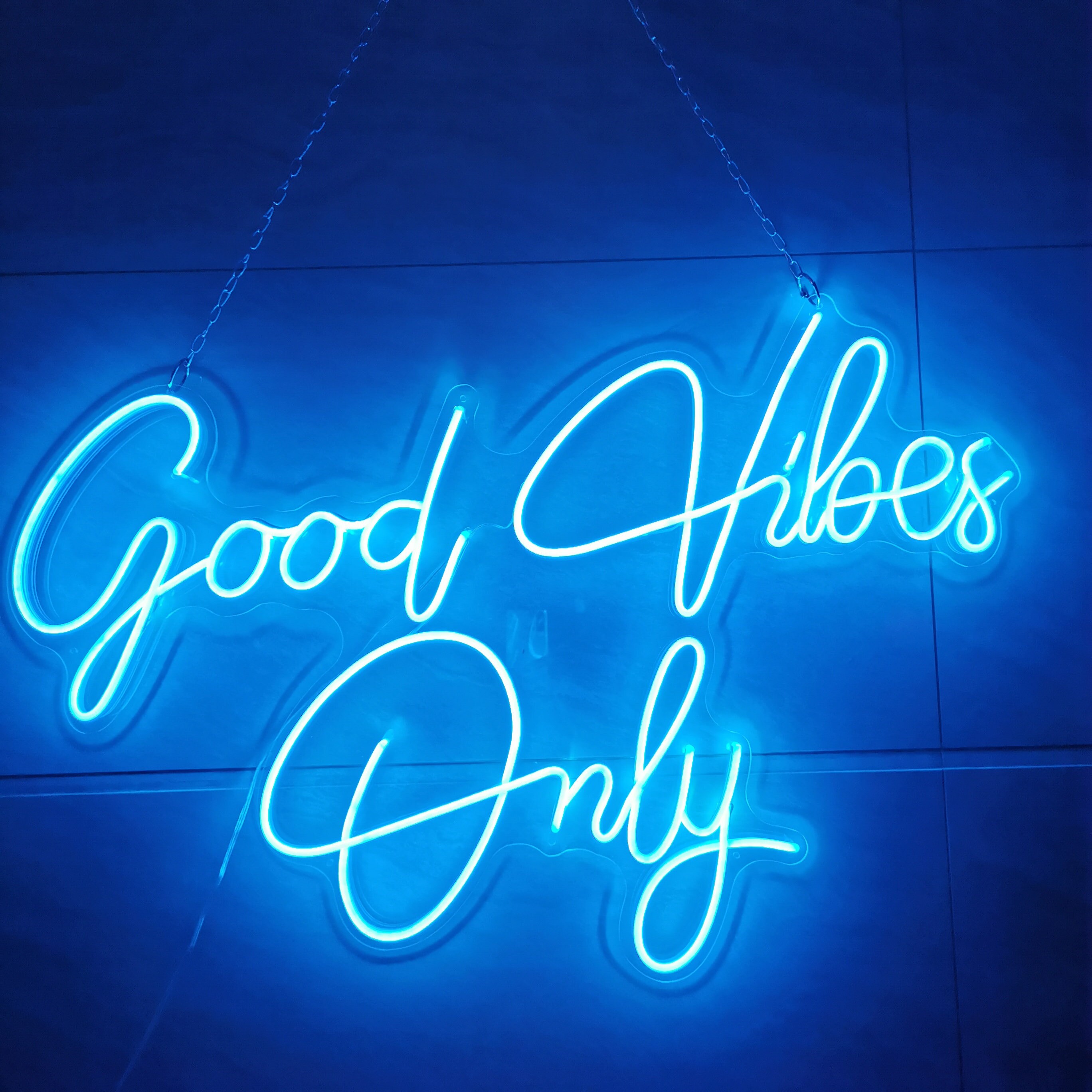 Good Vibes Only Neon Sign: Ice Blue LED Light Decor - Etsy