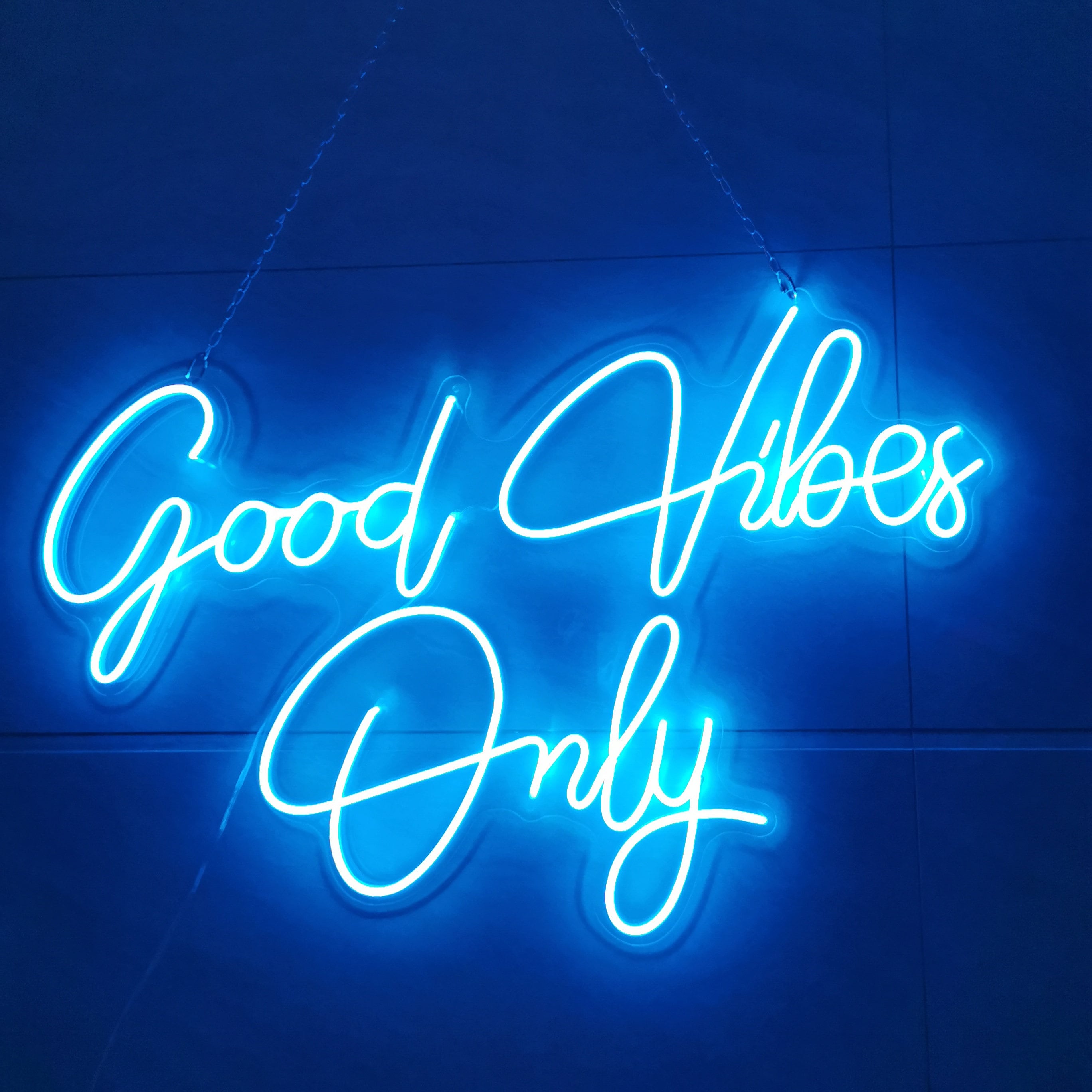 Good Vibes Only Neon Sign: Ice Blue LED Light Decor - Etsy