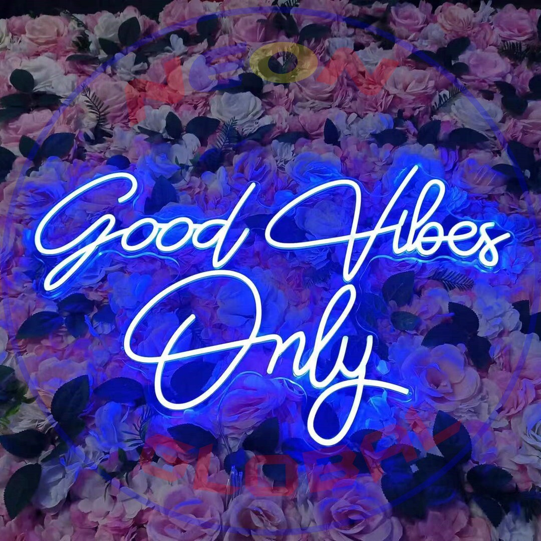 Good Vibes Only Neon Sign: Ice Blue LED Light Decor - Etsy