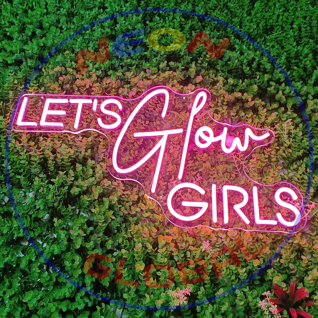 Let's Glow Girls Neon Sign: Pink LED Wall Decor - Etsy
