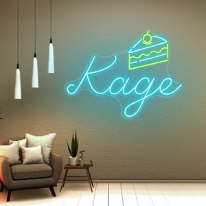 Kage Cake Neon Sign/ Cake Logo/ Shop Decor/ Wall Hanging Neon Sign/ Led ...