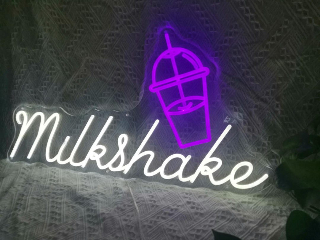 Milkshake Neon Sign/ Drinking Logo/ Shop Decor/ Wall Hanging Neon Sign ...