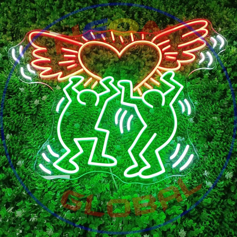 Angel Heart Keith Haring Neon Sign Creative Art Print Living - Etsy