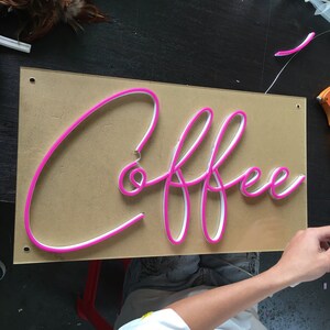 Coffee Shop Neon Sign Acrylic Flex Led Custom Pink Light Wall Decor ...