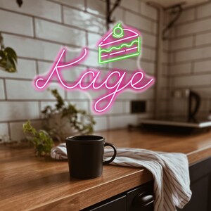 Kage Cake Neon Sign/ Cake Logo/ Shop Decor/ Wall Hanging Neon Sign/ Led ...