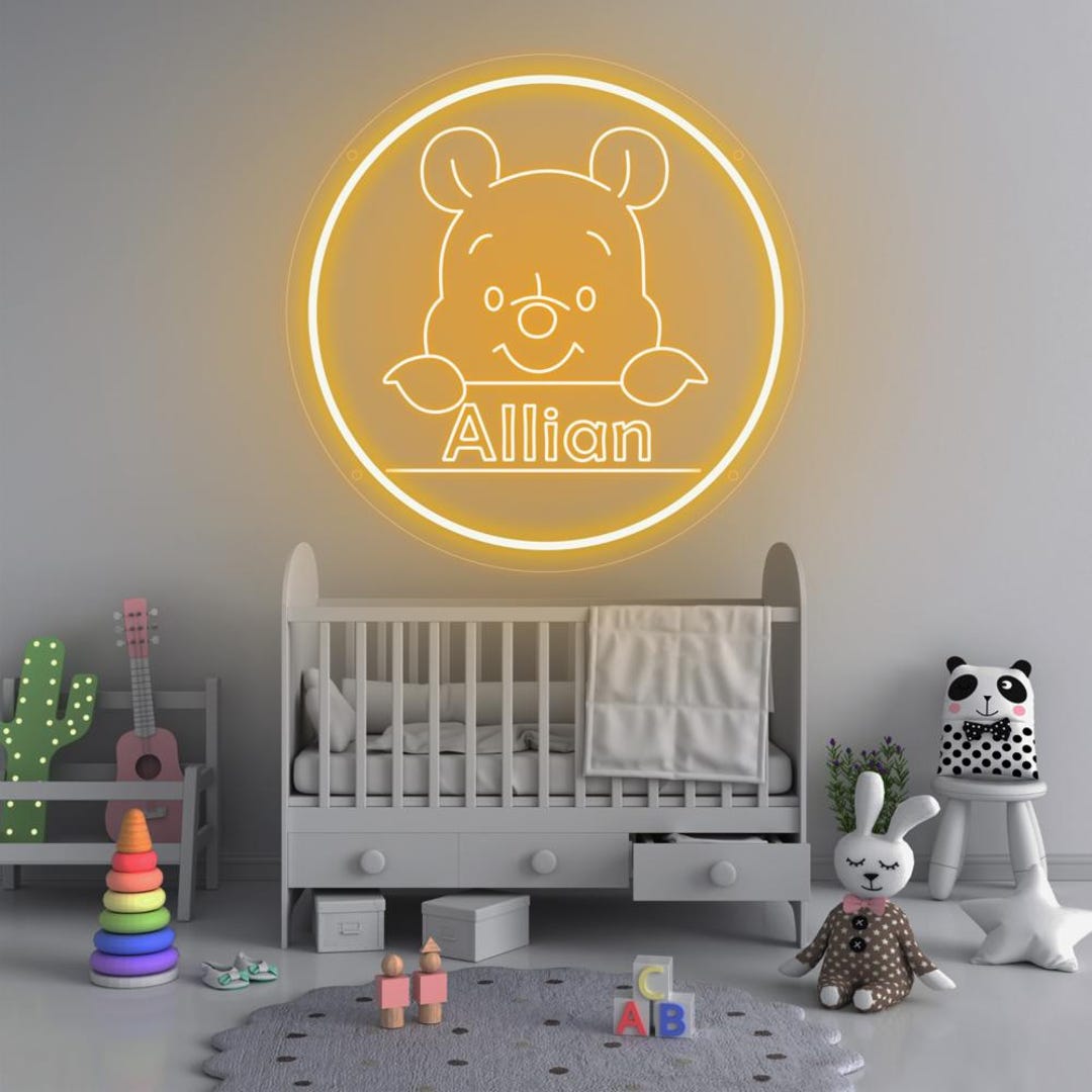 Personalized USB Winnie the Pooh Engraved Neon Sign | Custom Name Sign ...