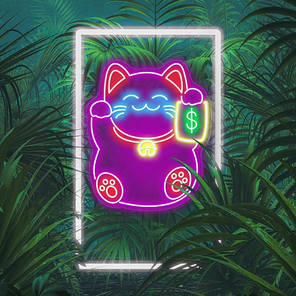 Lucky Cat Neon Sign Wedding Neon Sign Party Neon Shop - Etsy