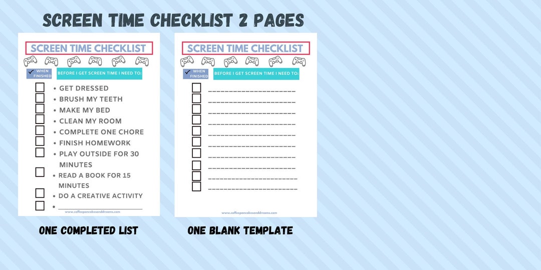 Printable *editable* Screen Rules Checklist Template for Kids Chores ...