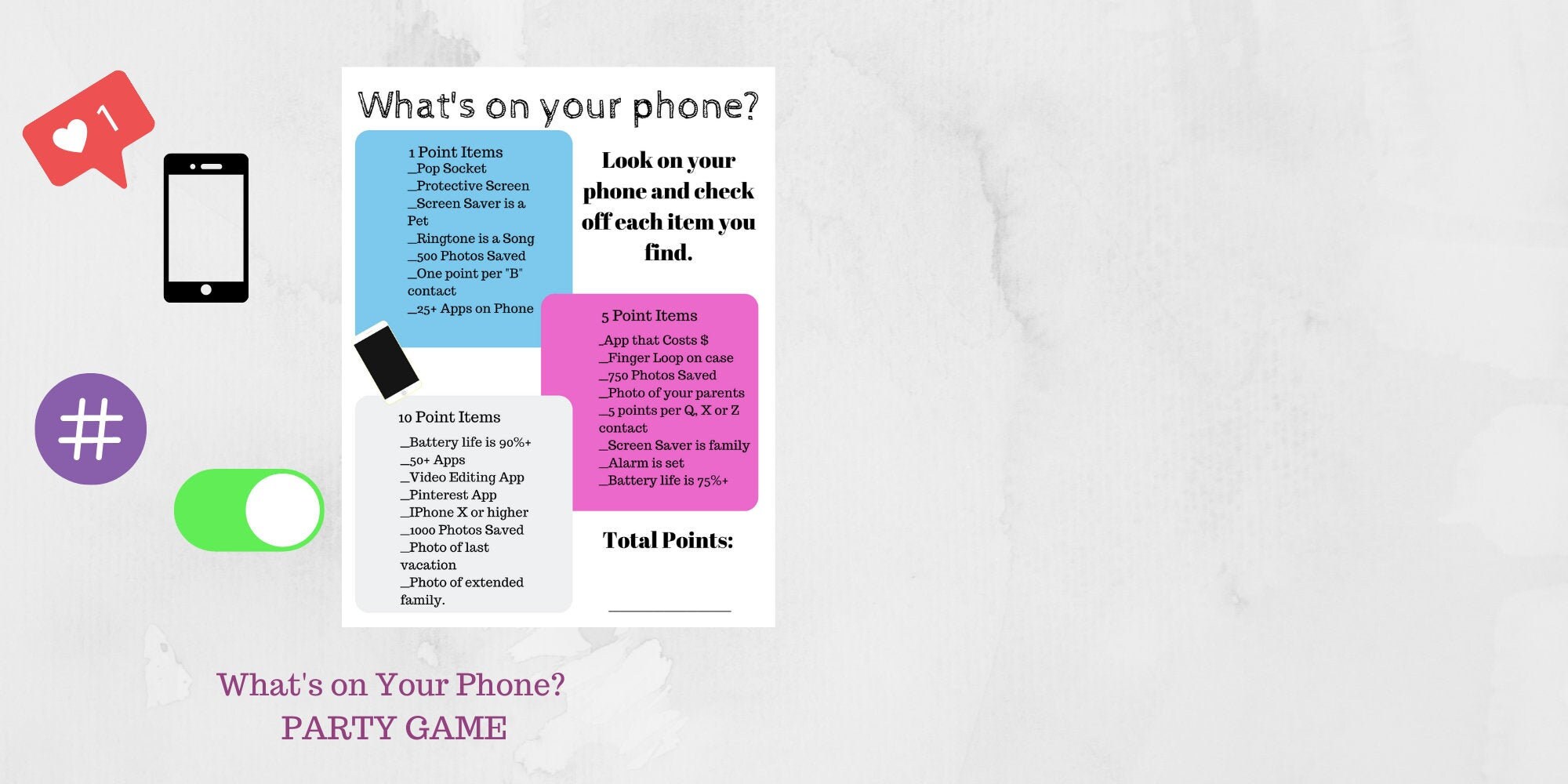 Printable 'what's on Your Phone' Party Game (PDF) - Etsy