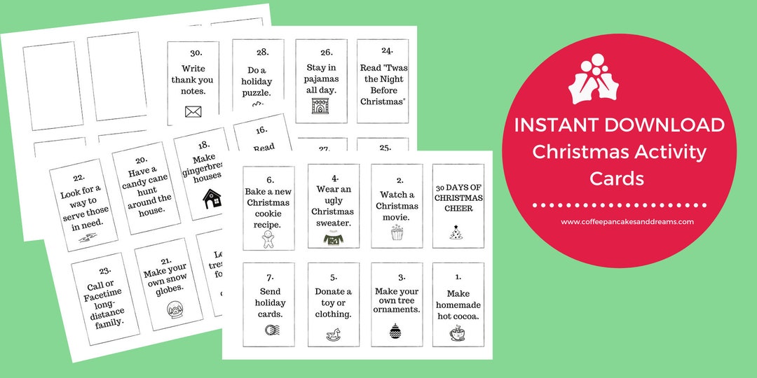 Christmas Activity Cards for Kids //printable Advent Calendar / Family ...