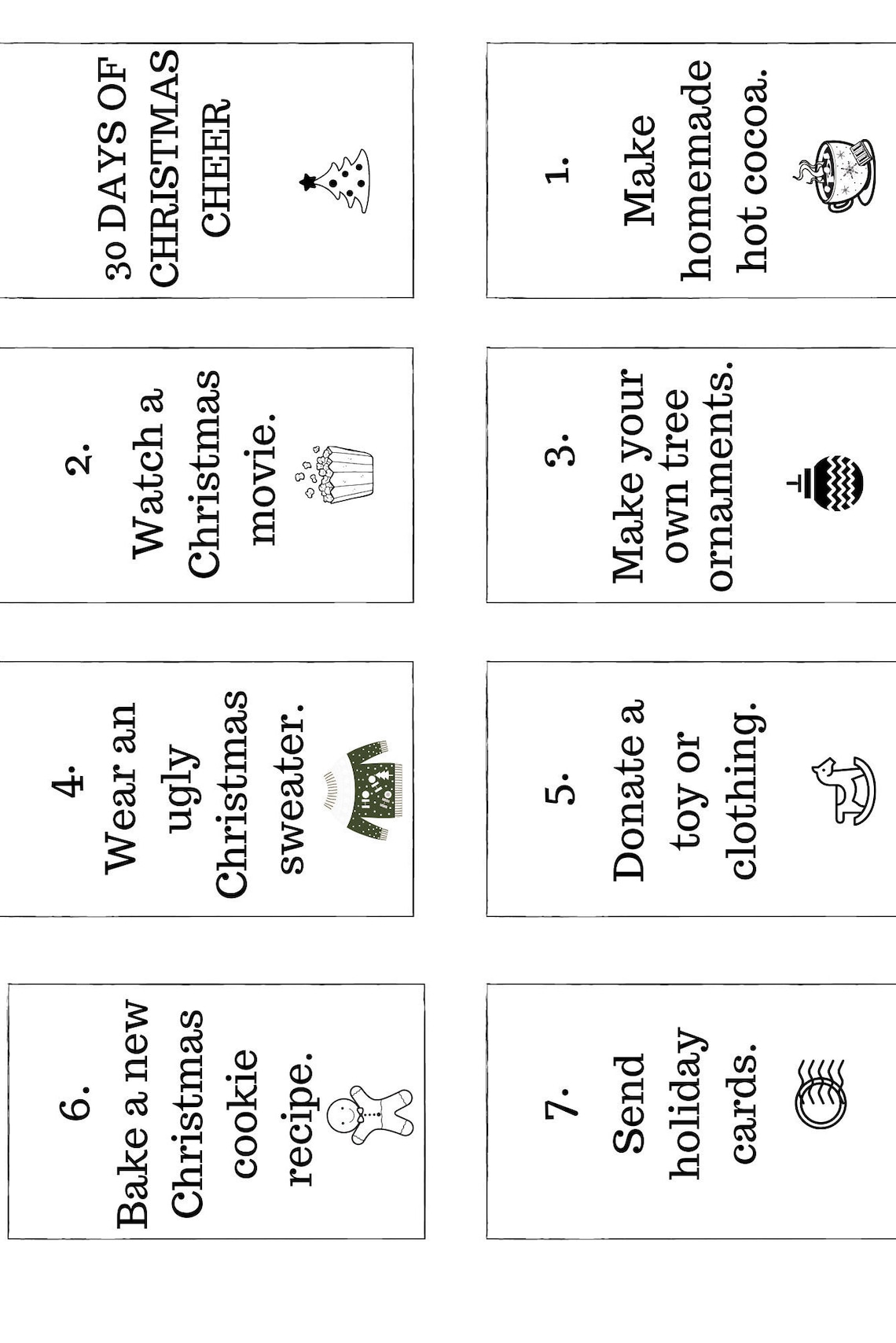 Christmas Activity Cards for Kids //printable Advent Calendar / Family ...