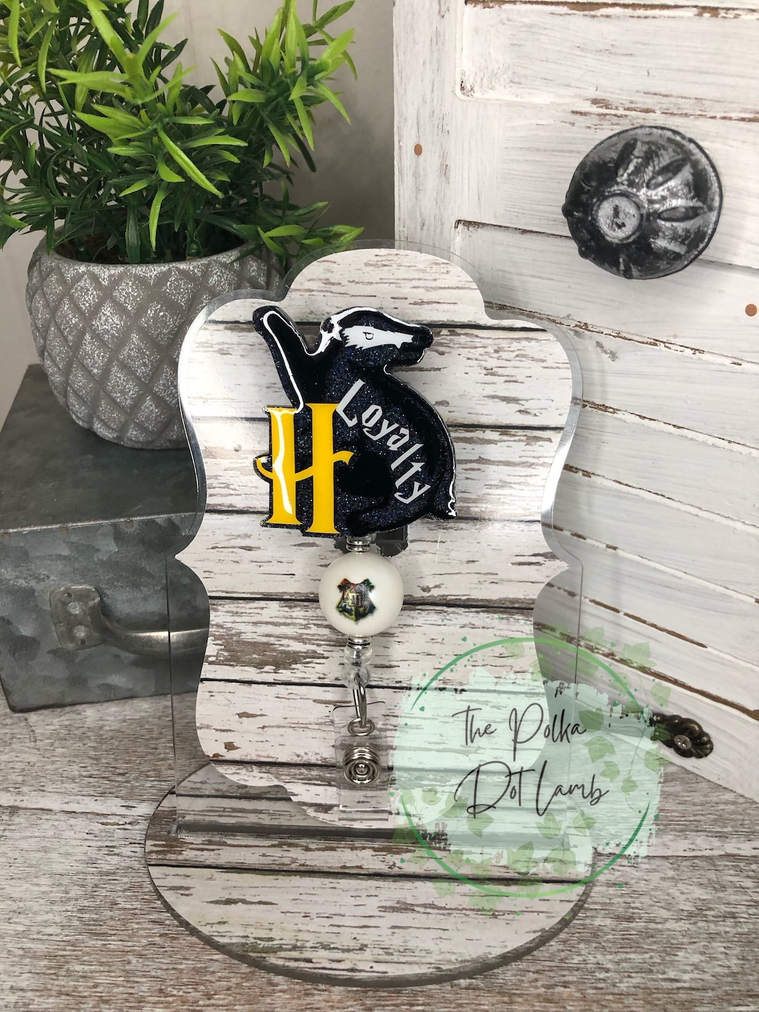 Hogwart House Hufflepuff Mascot With House Letter & Trait Badge Reel - Etsy