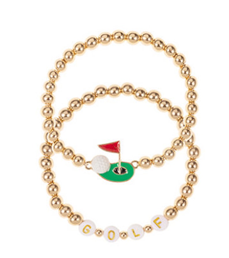Golf Green Double Strand Gold Beaded Bracelet - Etsy