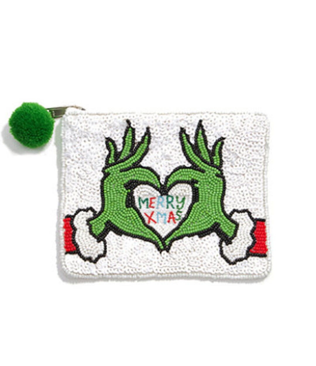 Grinch Merry Christmas White Beaded Coin Purse - Etsy