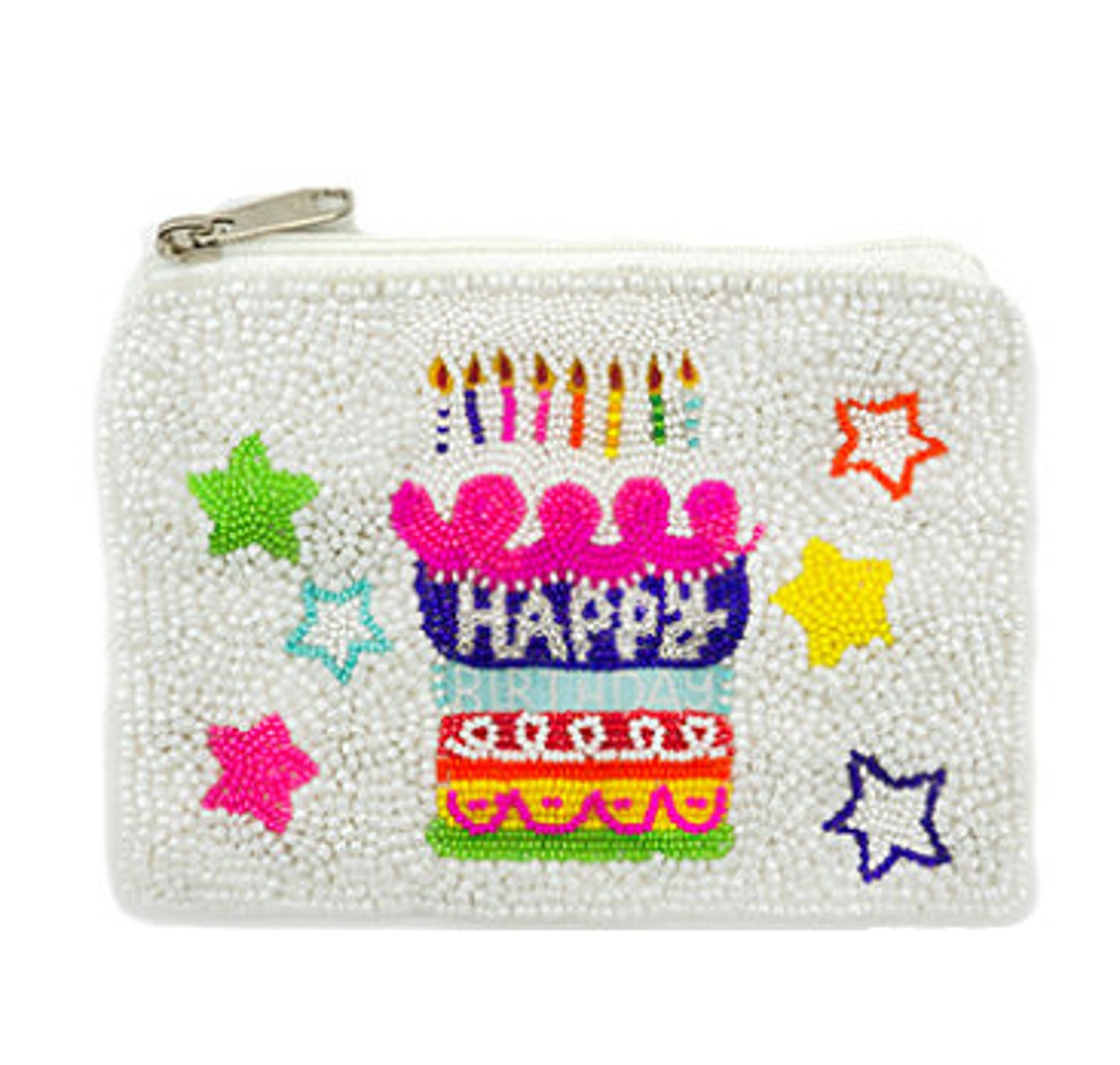 Happy Birthday Beaded Coin Pouch - Etsy