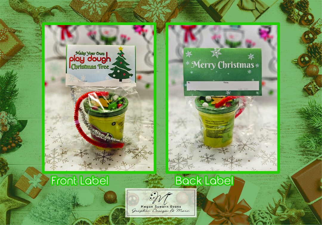 Make Your Own Play Dough Christmas Tree Label Tag DIY Gift Kids ...