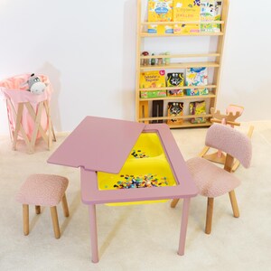 Handmade Montessori Activity Table With Chalkboard: Pink Kids Furniture ...
