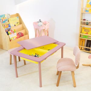 Handmade Montessori Activity Table With Chalkboard: Pink Kids Furniture ...