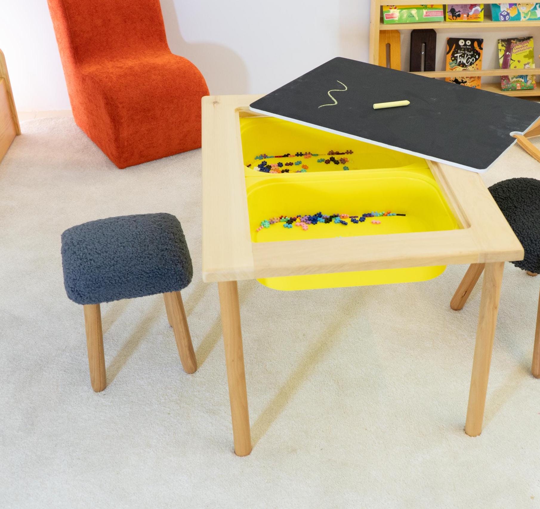 Montessori Activity Table With Chairs: Wooden Sensory Table - Etsy