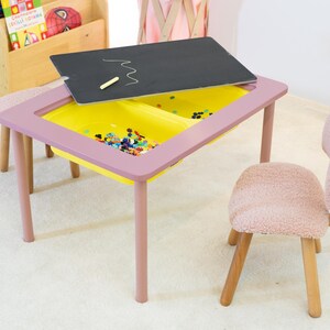 Handmade Montessori Activity Table With Chalkboard: Pink Kids Furniture ...