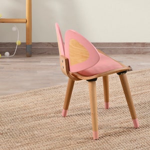 Modern Wooden Kids Chair for Gift, Faux Leather Cushion, Playroom ...