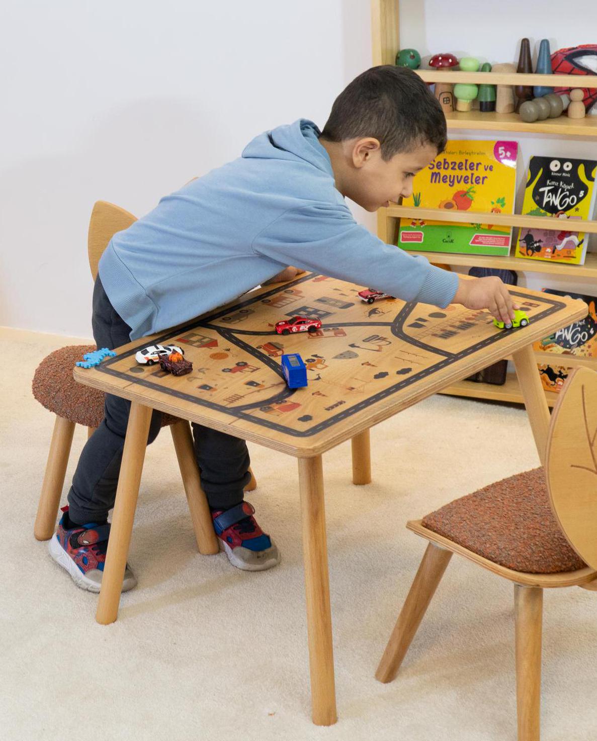 Kids Wooden Play Table Set: Montessori Activity Table With Chair - Etsy