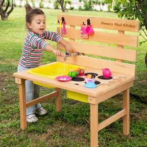 Mud Kitchen With Sink, Sensory Table for Outdoor, Montessori Furniture ...