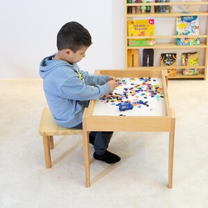 Wooden Building Block Table: Montessori Kids Activity Table - Etsy