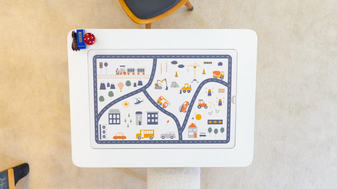 Kids Activity Table With Road Track Design, Modern White Play Table ...