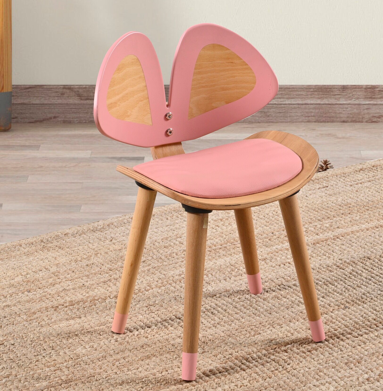 Modern Wooden Kids Chair for Gift, Faux Leather Cushion, Playroom ...