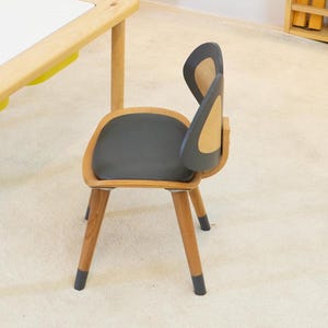 Modern Wooden Kids Chair for Gift, Faux Leather Cushion, Playroom ...