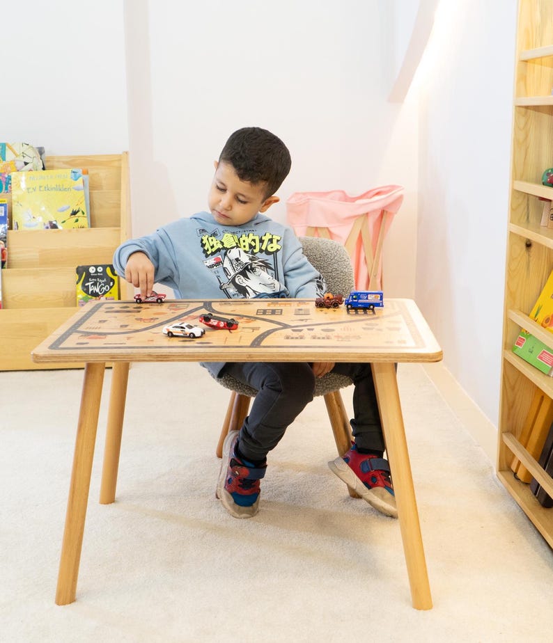Kids Wooden Play Table Set Montessori Activity Table With Chair - Etsy