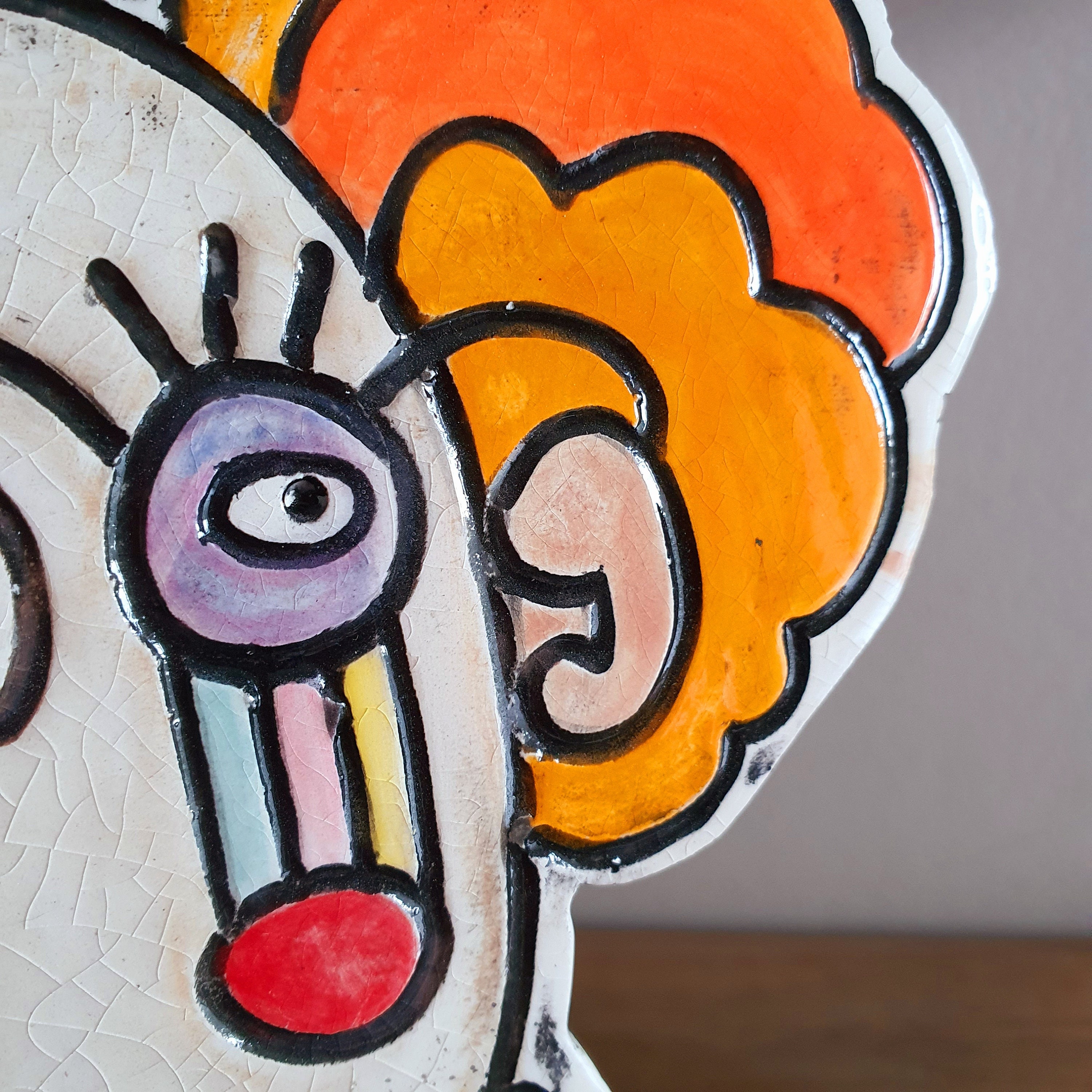 60s Psychedelia Character Pottery Plaque, a Standing Ceramic Cartoon ...