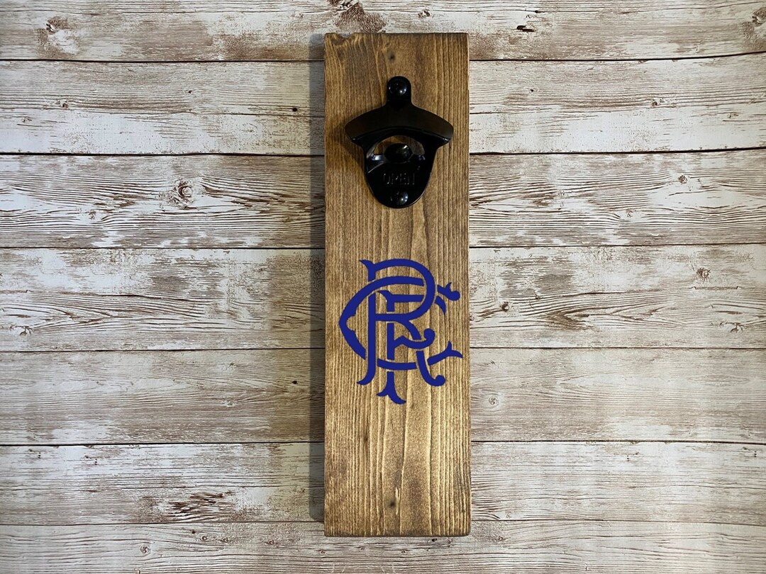 Rustic Rangers FC Wall Mounted Bottle Opener Rangers Football Bottle ...