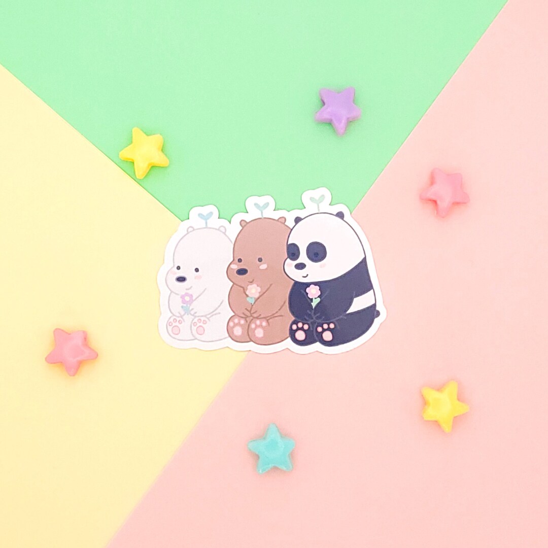 We Bare Bears Plant Buddies Sticker | Cute Pastel Bare Bears Stickers ...