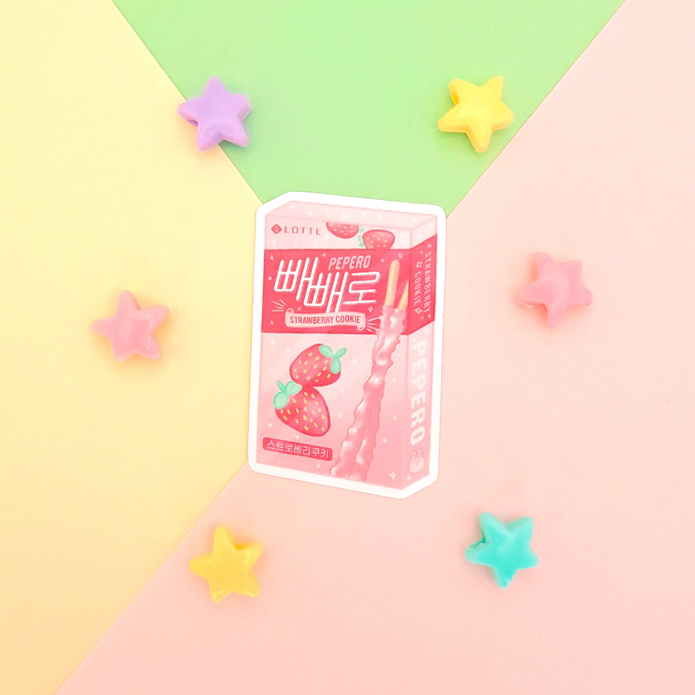 Strawberry Pepero Sticker Korean Snack Food Sticker Asian - Etsy