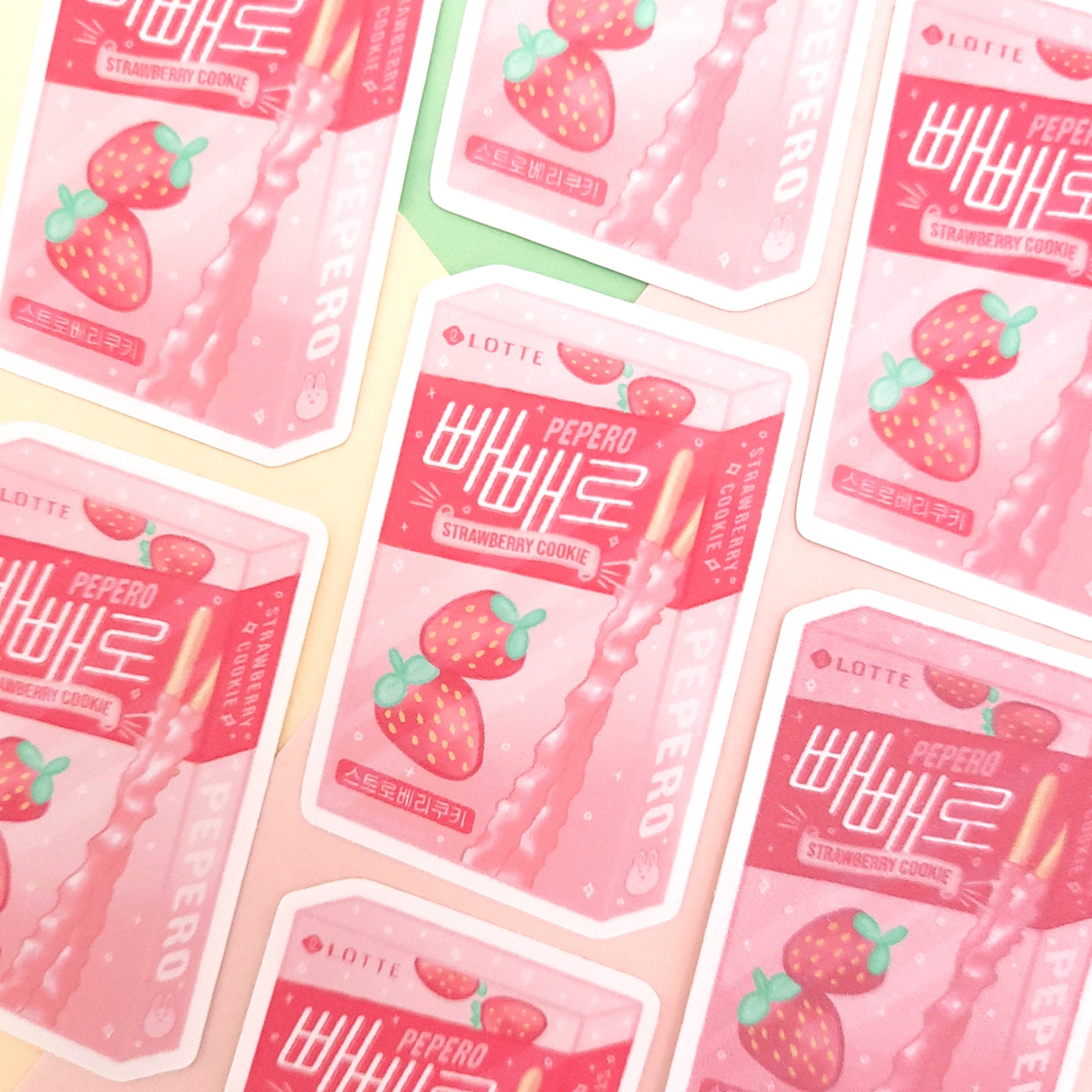 Strawberry Pepero Sticker Korean Snack Food Sticker Asian - Etsy