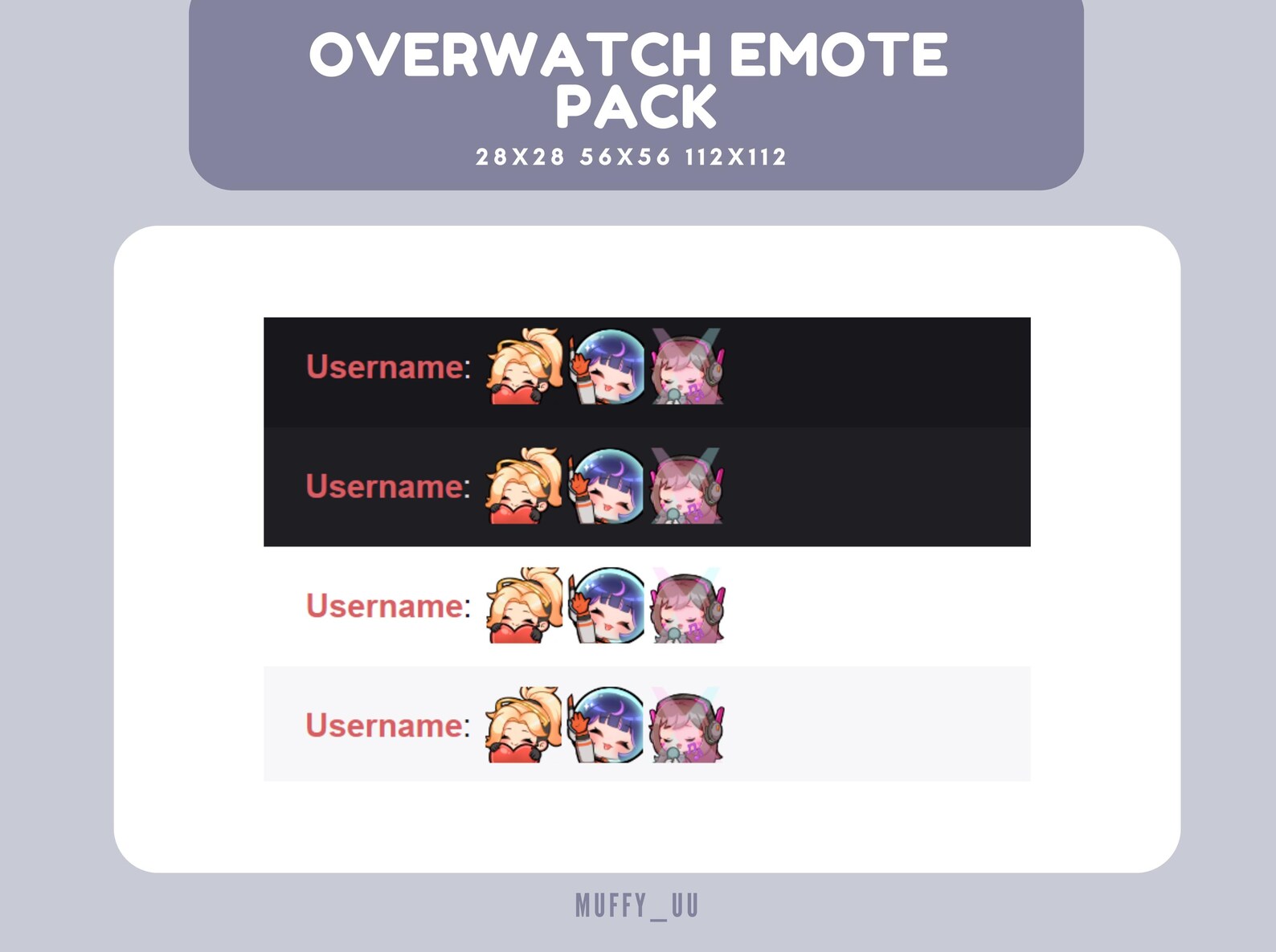 Overwatch Pack Dva/mercy/juno Chibi Emotes for Twitch, Discord, Youtube ...