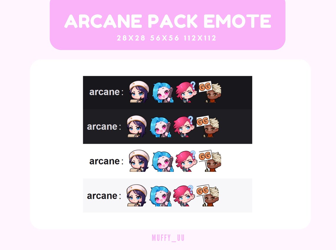 Arcane Emote Pack Vi / Cait / Jinx / Ekko / League of Legends Emote ...