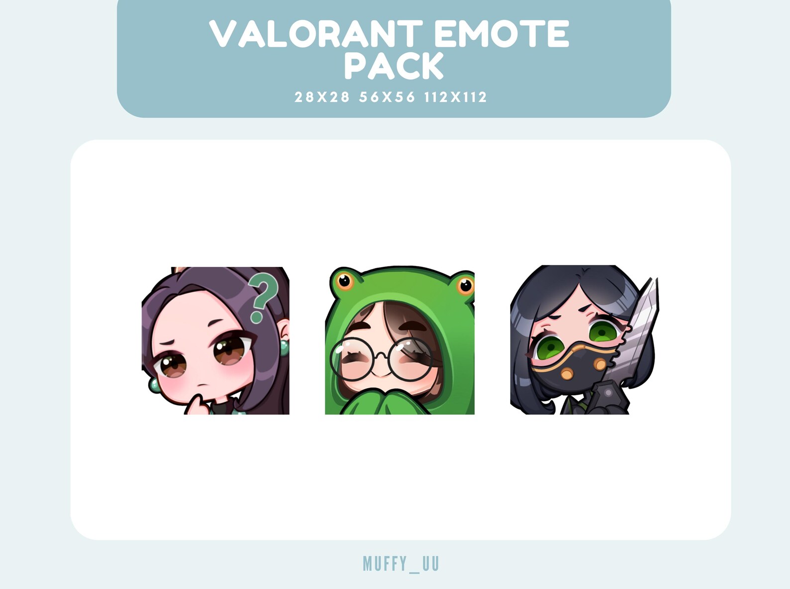 Emote Pack Valorant Sage, Killjoy, Viper Chibi | for Twitch, Discord ...