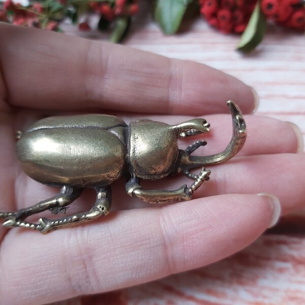 Brass Beetle Necklace - Etsy