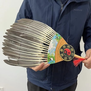 Feather Fan, Painted Art Deco Yin Yang Ornament, Feng Shui Decor - Etsy