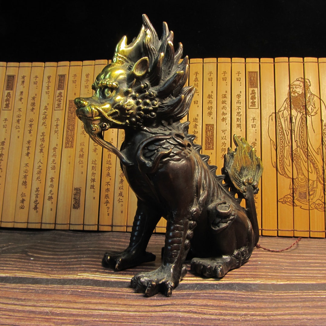 Vintage Pixiu Statue Feng Shui Decor Kirin Pi Yao, Copper Kylin ...
