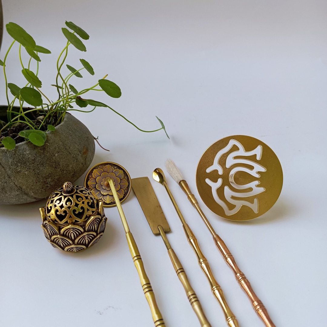Set of 6, Pure Copper Lotus Incense Burner, Incense Tool Set, the ...